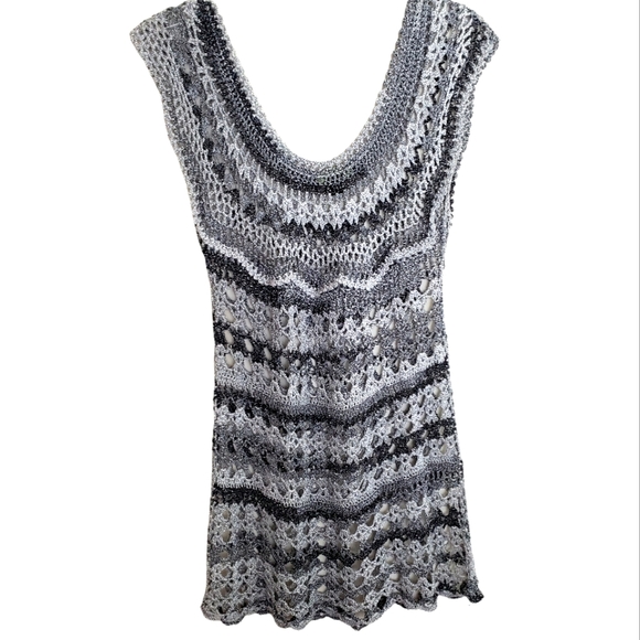 Cartise | Dresses | Vintage Cartise Black And White Crochet Mini Dress ...